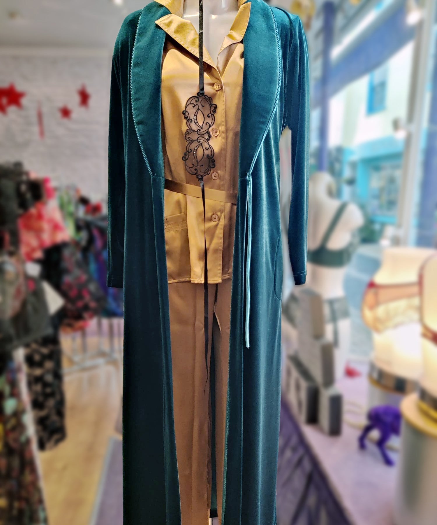Diamond Tea | Diamond Tea Teal Long Robe | Juste Moi
